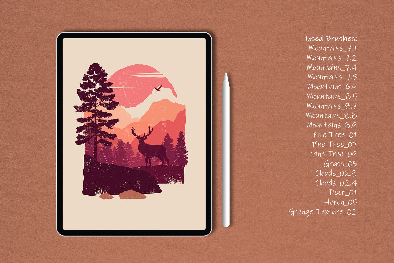 145 Procreate Landscape Stamp Brushes, Speed Painting, Forest ...