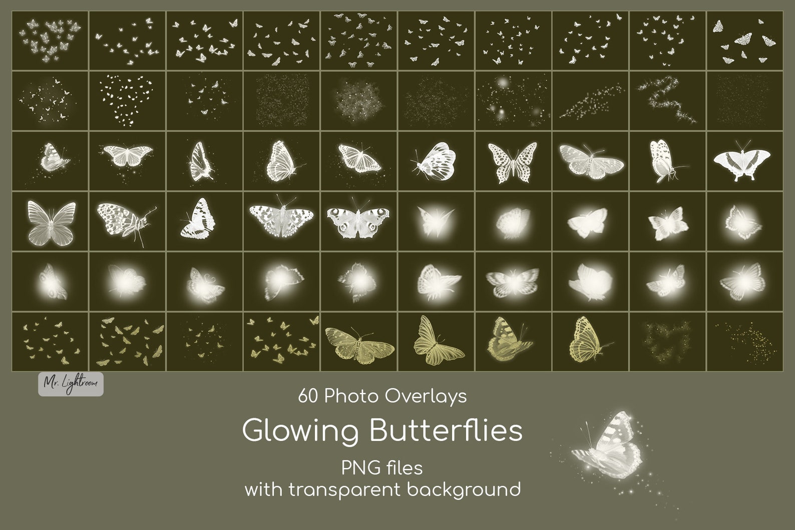 Glowing Butterflies Overlays 60 PNG Fantasy Magical Fairy | Etsy