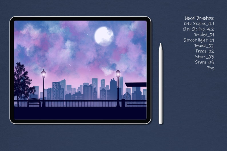 126 Procreate Cityscape Stamp Brushes, Speed Painting, Building, Night ...