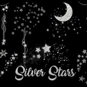 Silver Stars Overlay, Starry Swashes, PNG, Swirl, Stardust, Star, Moon ...