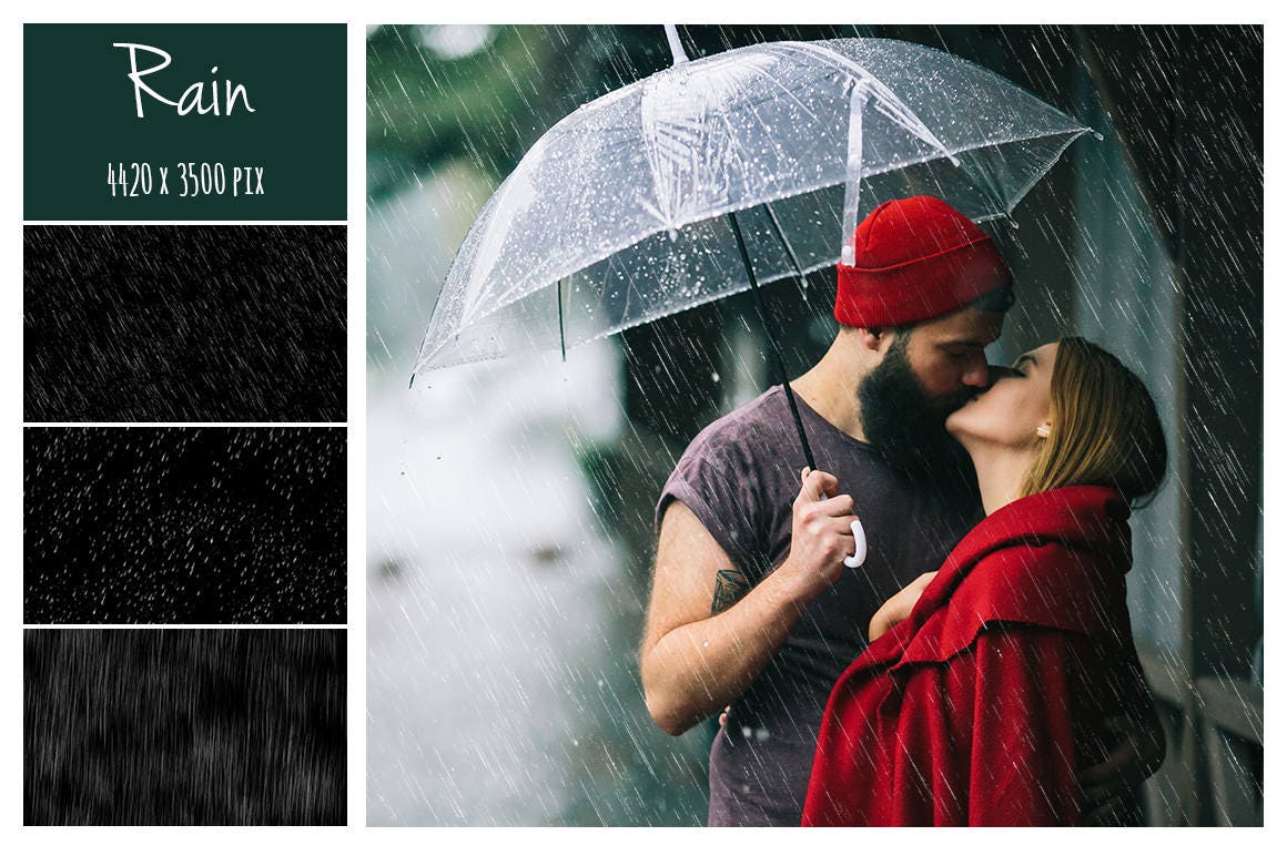 Rain Photo Overlays, Photoshop Overlay, Realistic Rain, Rain Textures ...