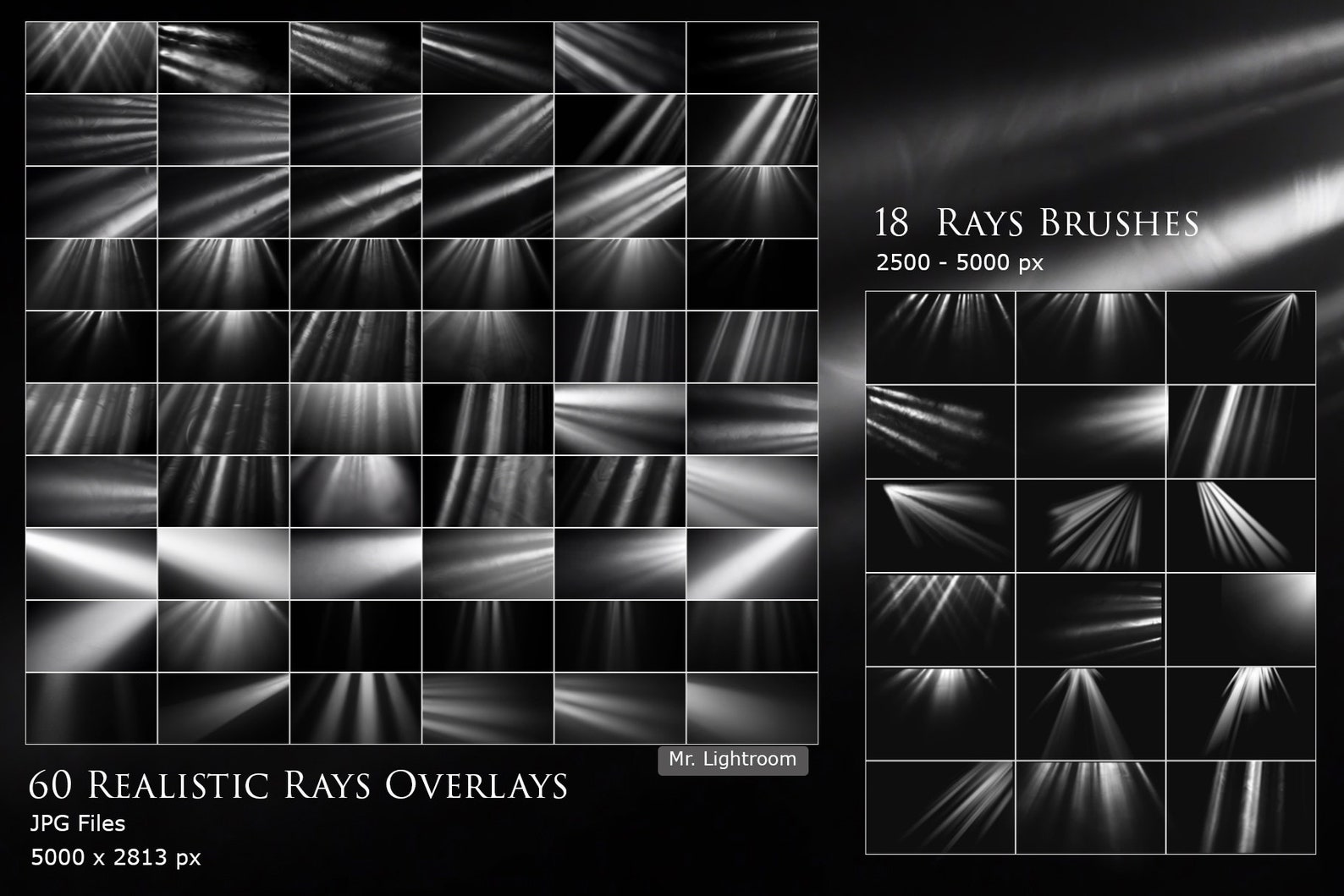 Realistic Rays and Floating Dust Brushes and Overlays, Photography Prop ...