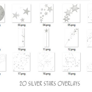 Silver Stars Overlay, Starry Swashes, PNG, Swirl, Stardust, Star, Moon ...