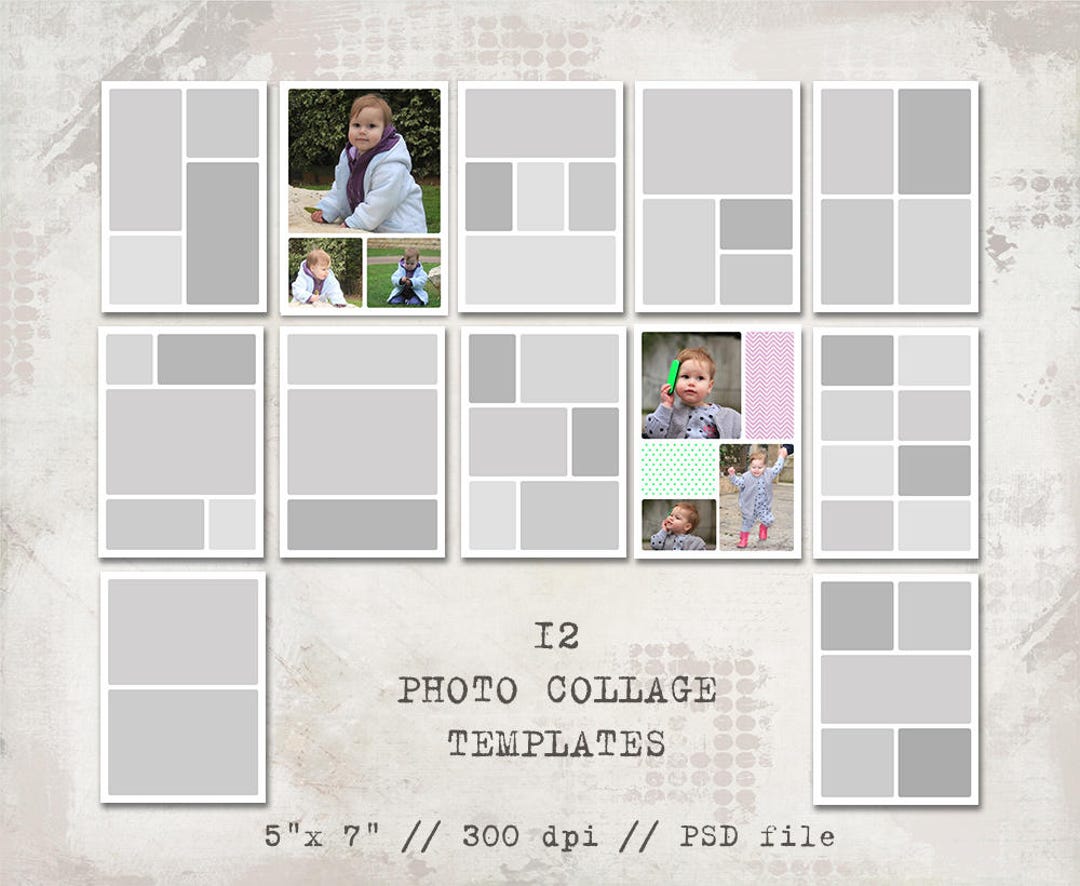 12 Storyboard Templates, 5x7, Photo Collage Templates, Layered Digital ...