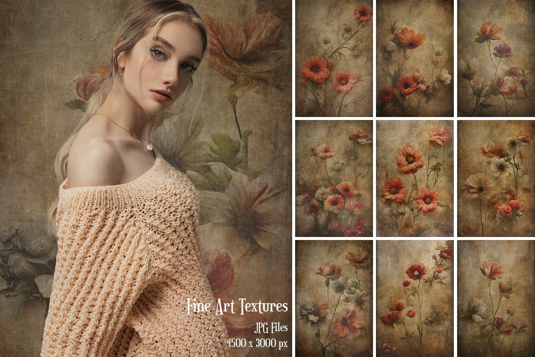 Fine Art Textures 14 Photoshop Overlays Floral Layer Photo - Etsy