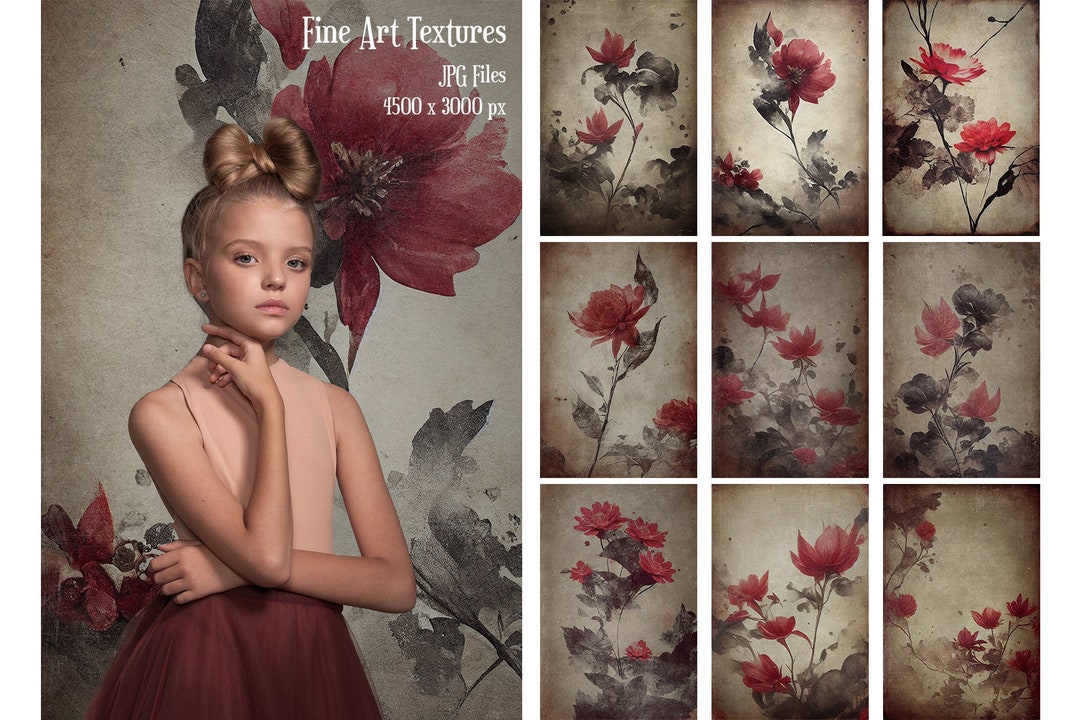 Fine Art Textures 17, Photoshop Overlays, Floral Layer, Photo Editing ...