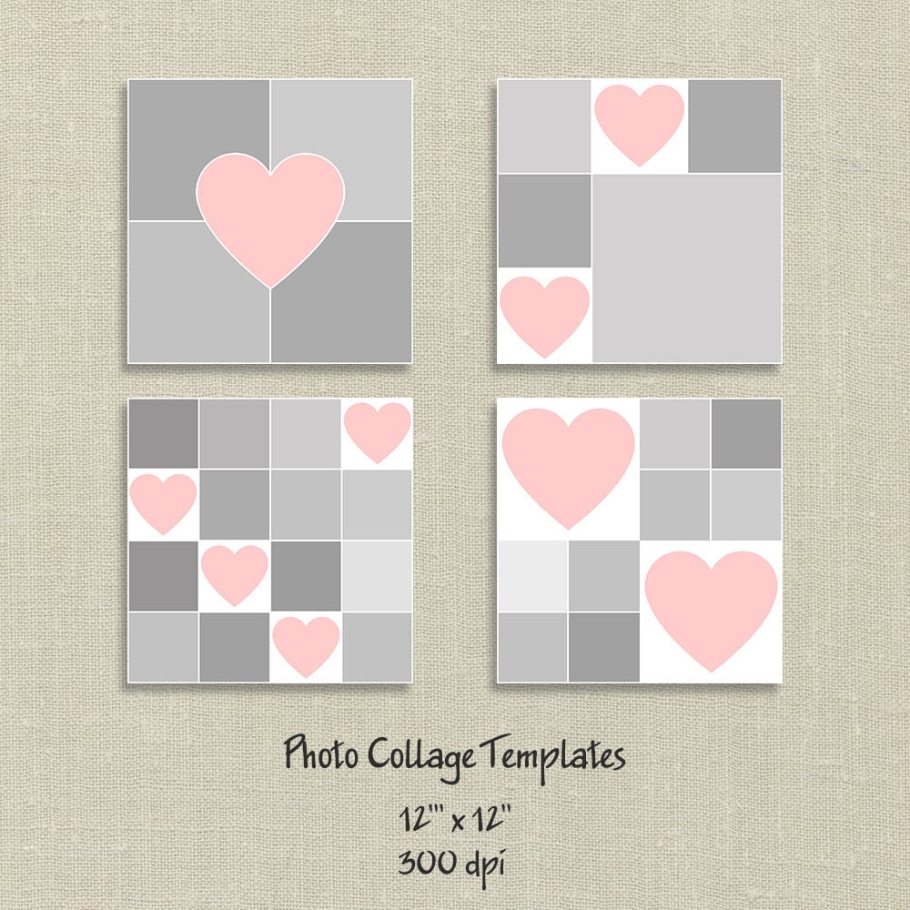 4 Photo Templates Photo Collage Template Hearts Card - Etsy