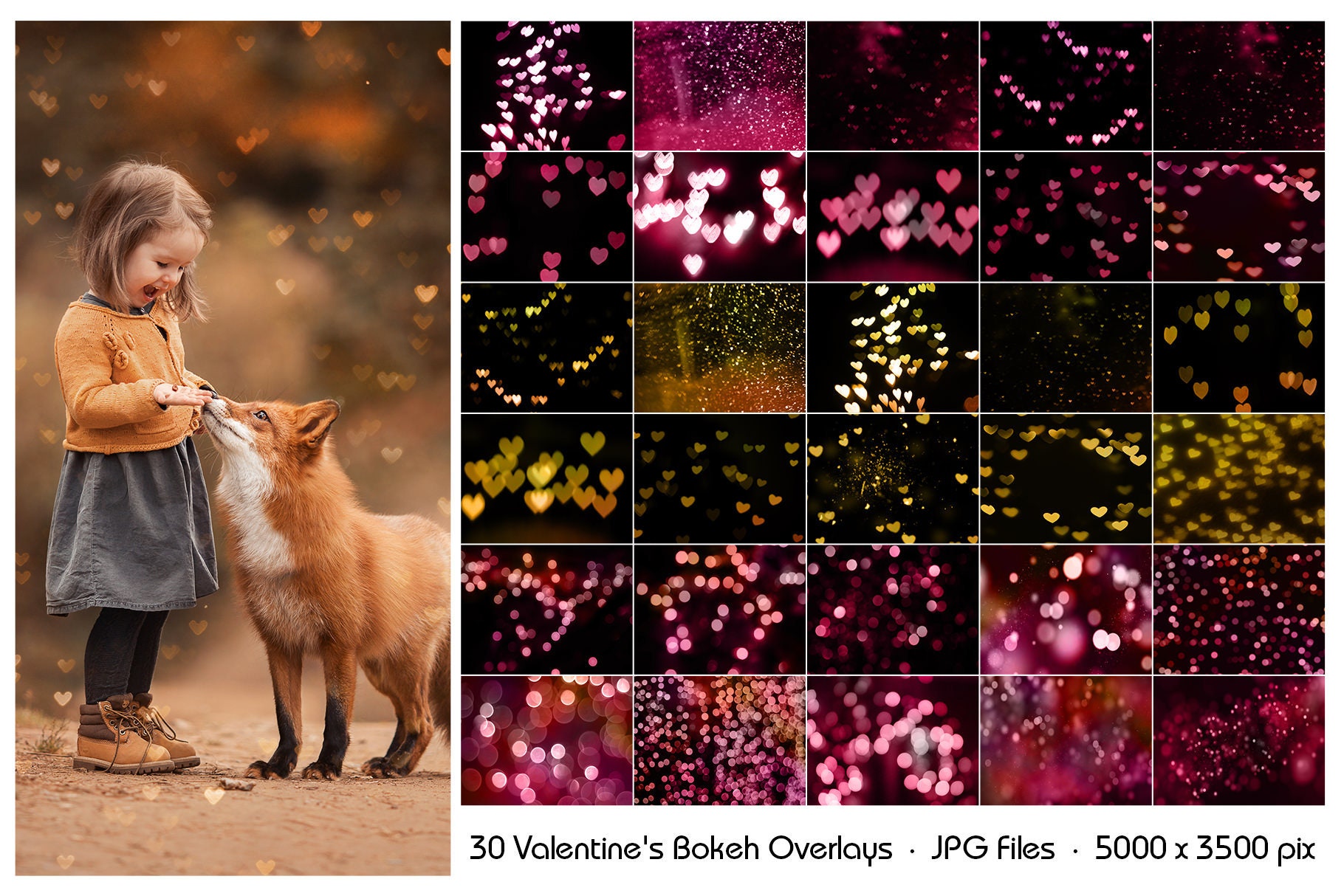 30 Valentines Overlays Pink Bokeh Gold Hearts Overlay Red - Etsy