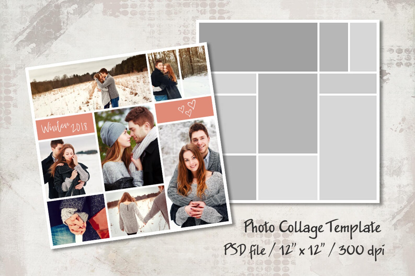 Photo Template, 12x12, Photo Collage Templates, Layered Digital Collage ...
