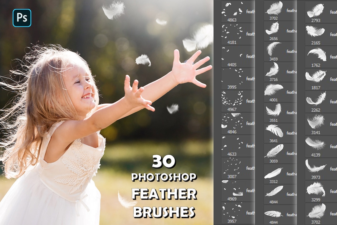 30 Feather Photoshop Brushes, Angel Feather, Dreamy, White, Fantasy ...