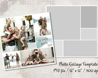 Photo Template 12x12 Photo Collage Templates Layered | Etsy