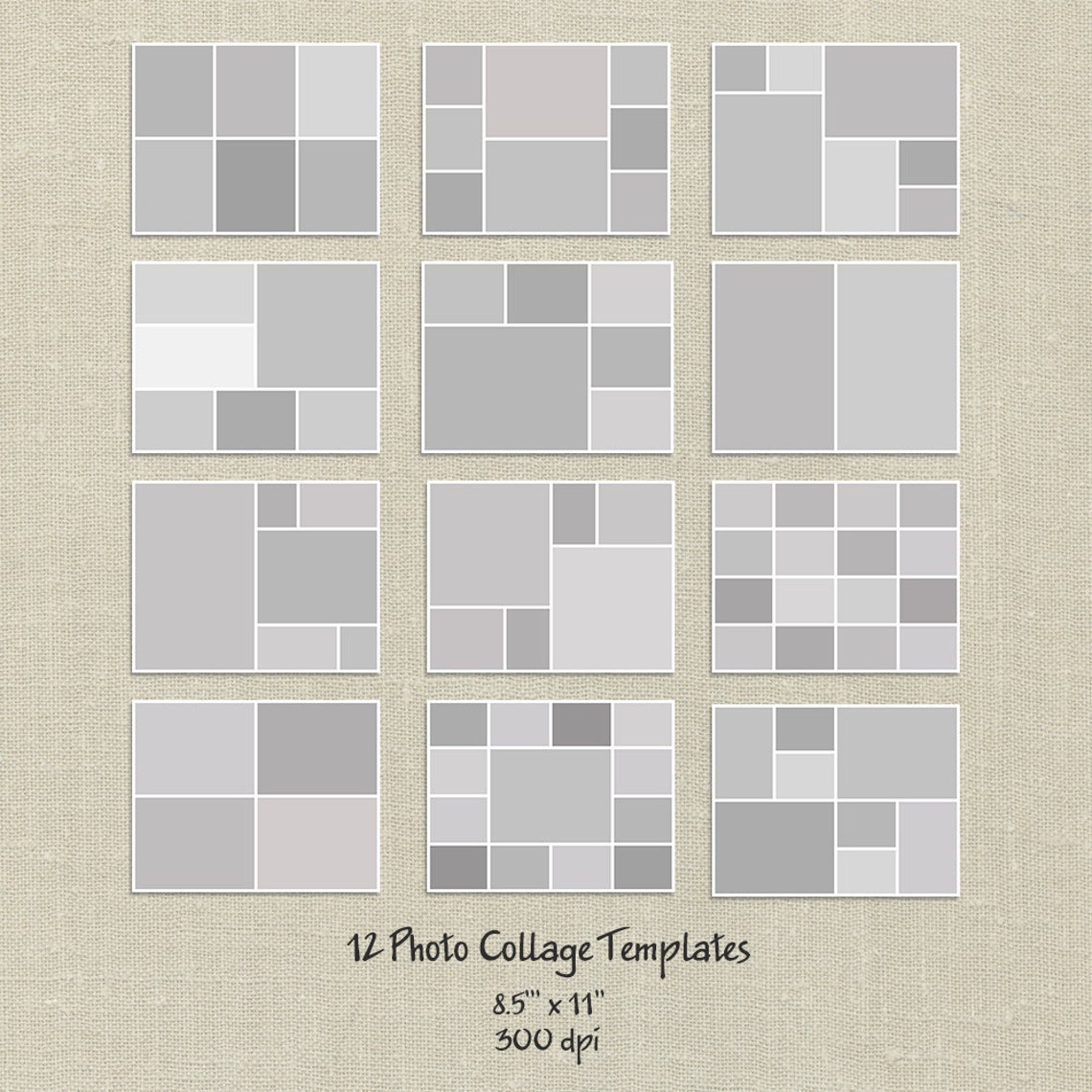 12 Storyboard Templates, 8.5x11, Photo Collage Templates, Layered ...