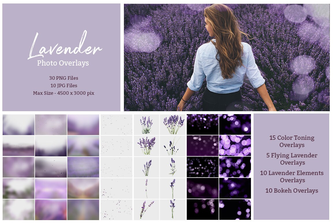 Lavender Overlays 40 PNG Photoshop Overlay Transparent | Etsy Australia