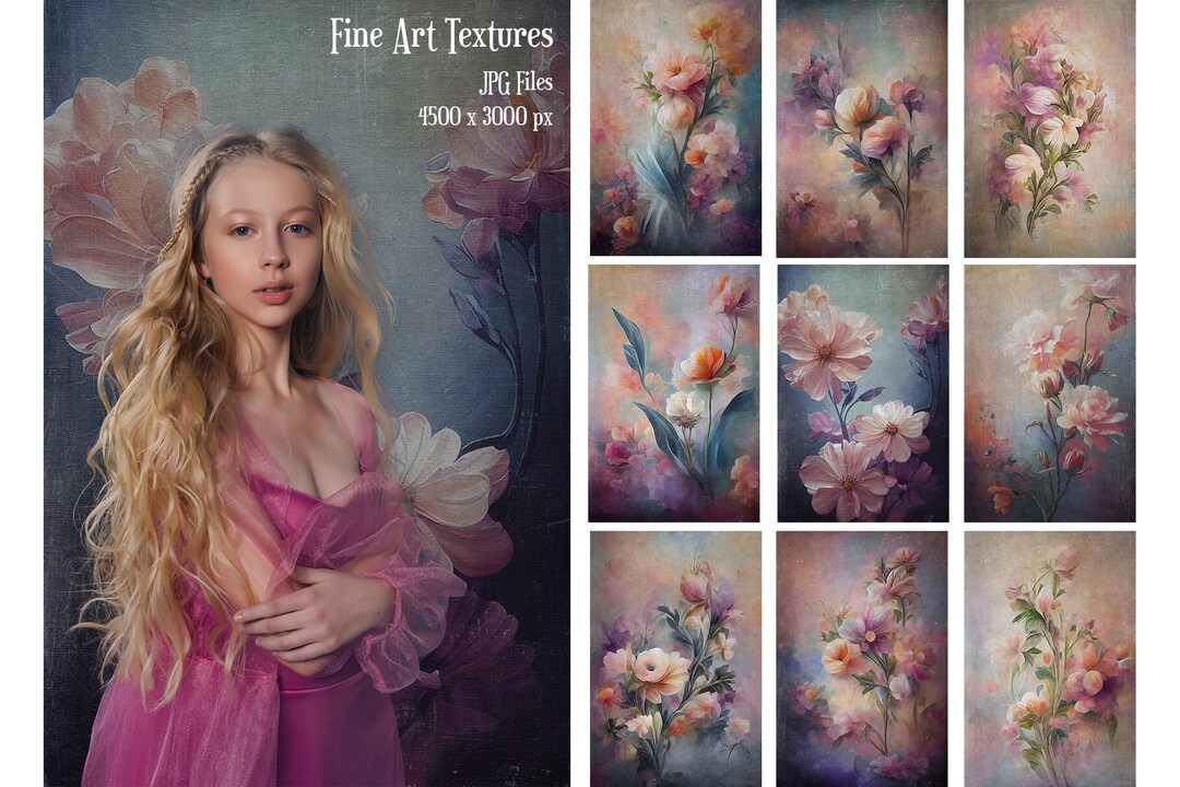Fine Art Textures 16, Photoshop Overlays, Floral Layer, Photo Editing ...