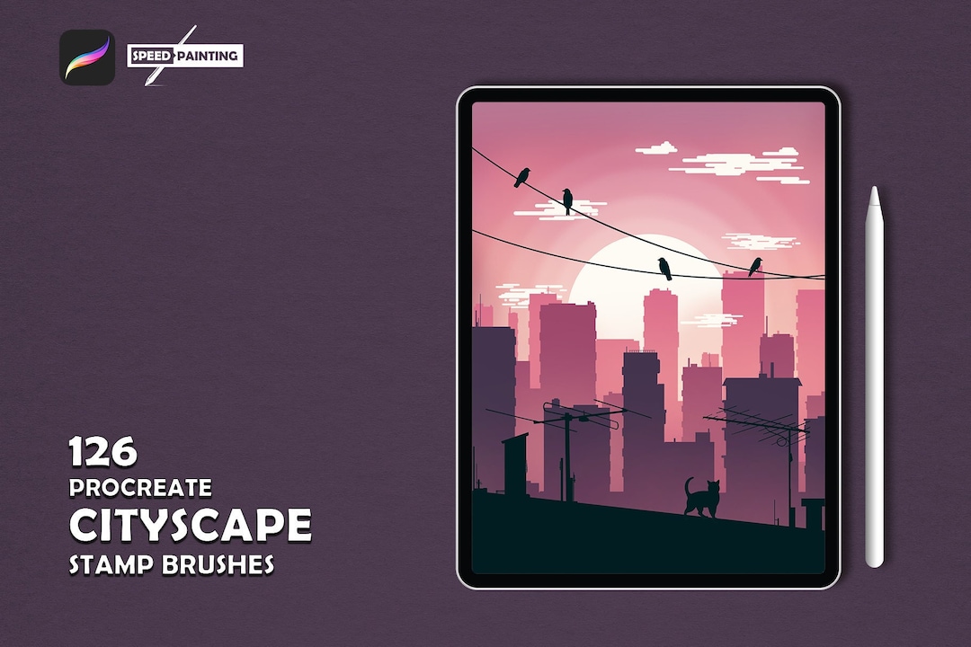 126 Procreate Cityscape Stamp Brushes, Speed Painting, Building, Night ...