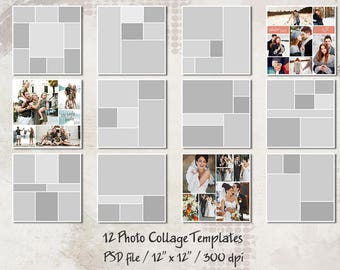 Photo Template 12x12 Photo Collage Templates Layered | Etsy