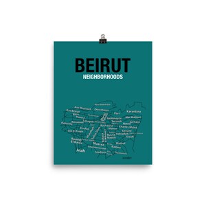 Poster Beirut - Lebanon Neighborhoods - City Map With Streets ...
