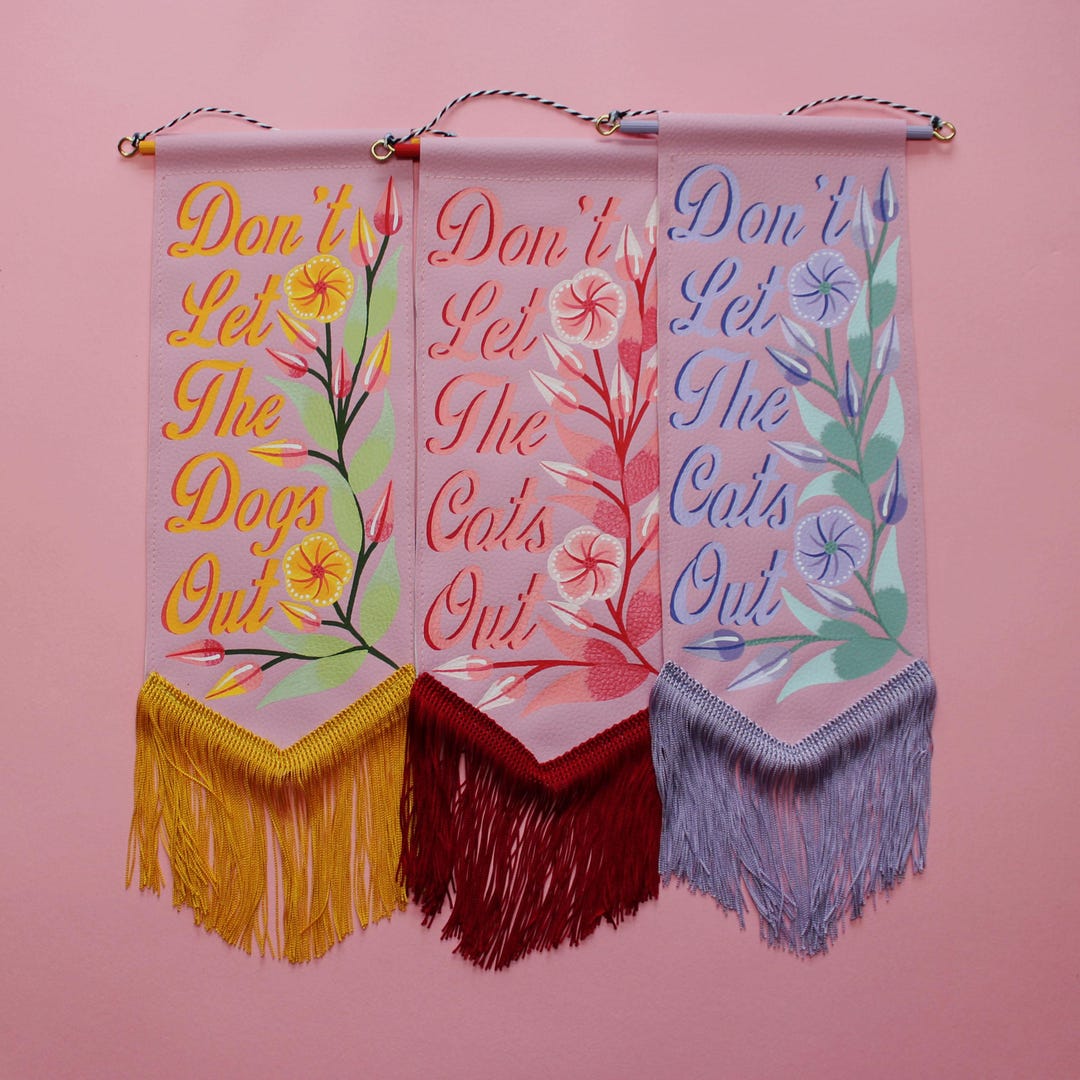 MADE TO ORDER 'don't Let the ___ Out' Pink Vegan Leather Pennant by Betty & the Lovecats - Etsy