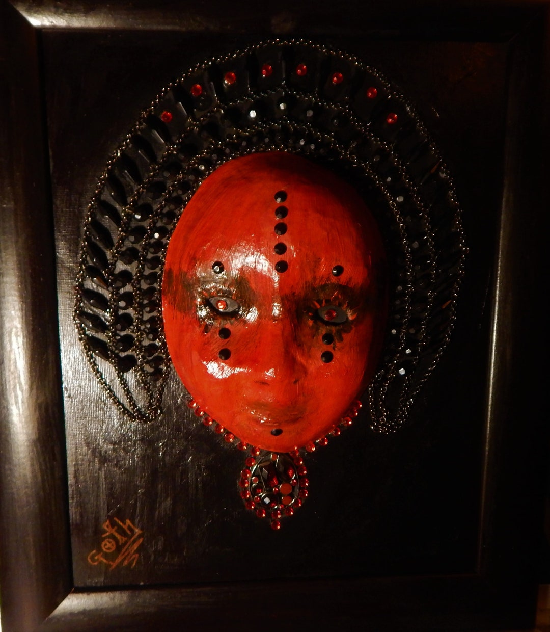 Blood Red Face on Black / Gothic / Unusual - Etsy