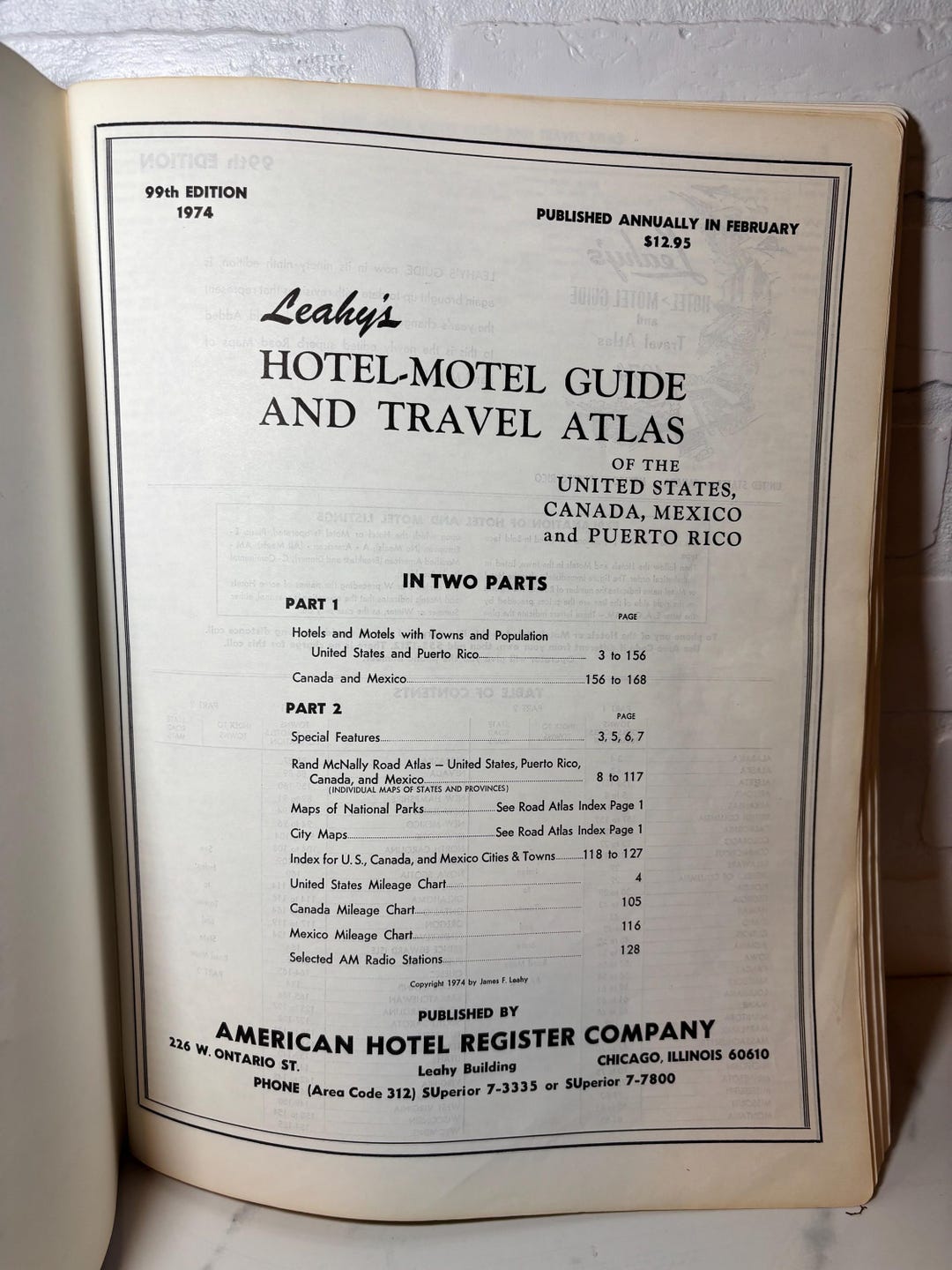 1974 9th Edition League Hotel Motel Guide and Travel Atlas - Etsy