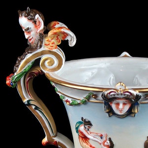 Antique Devil Vase, Capodimonte Porcelain Urn, Hand Painted, Gilded ...
