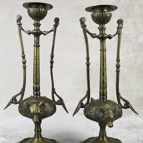 Antique Dog Candlesticks - Etsy