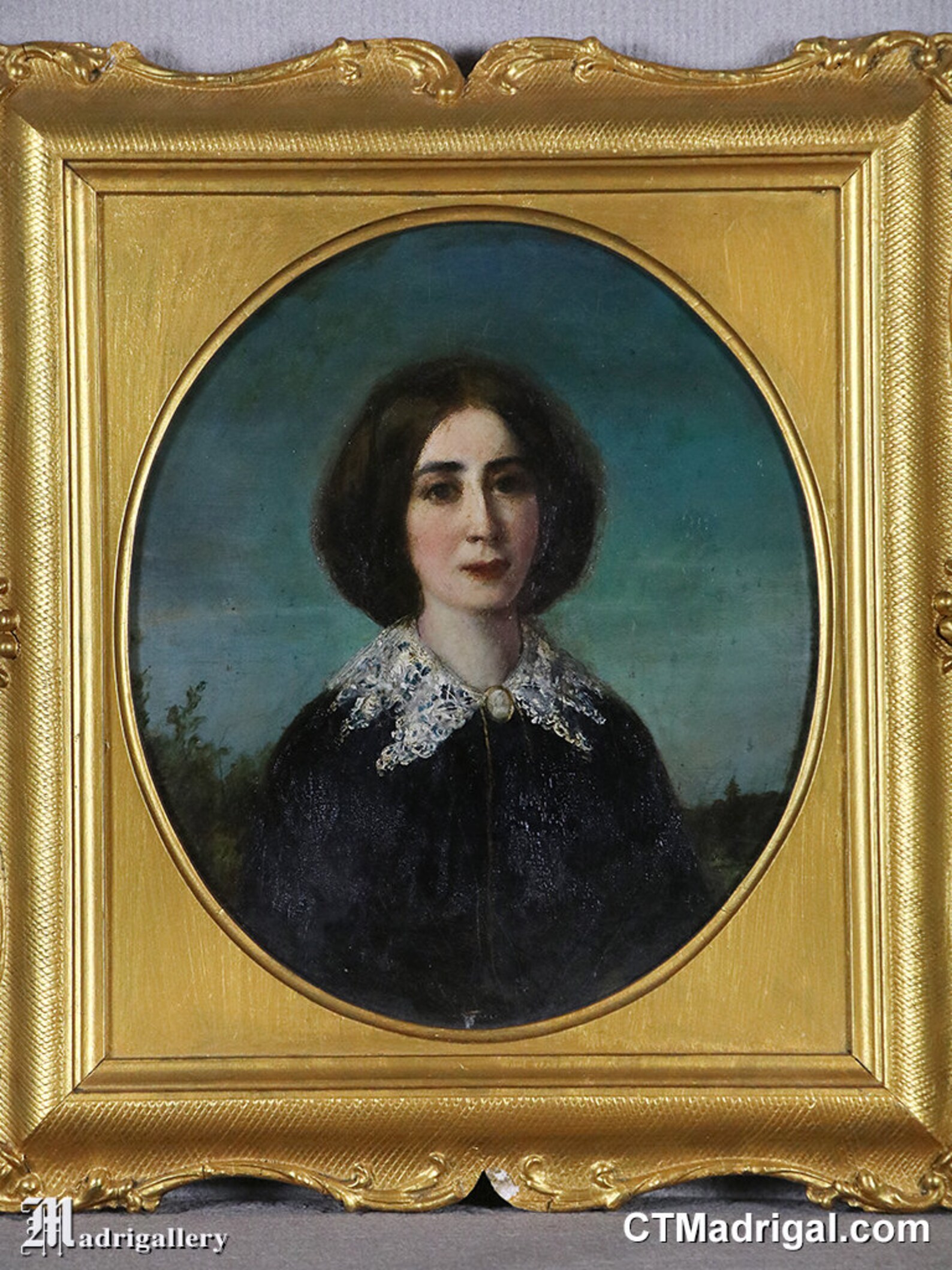 Antique Victorian Painting Oil Portrait on Canvas, 19th Century Young ...