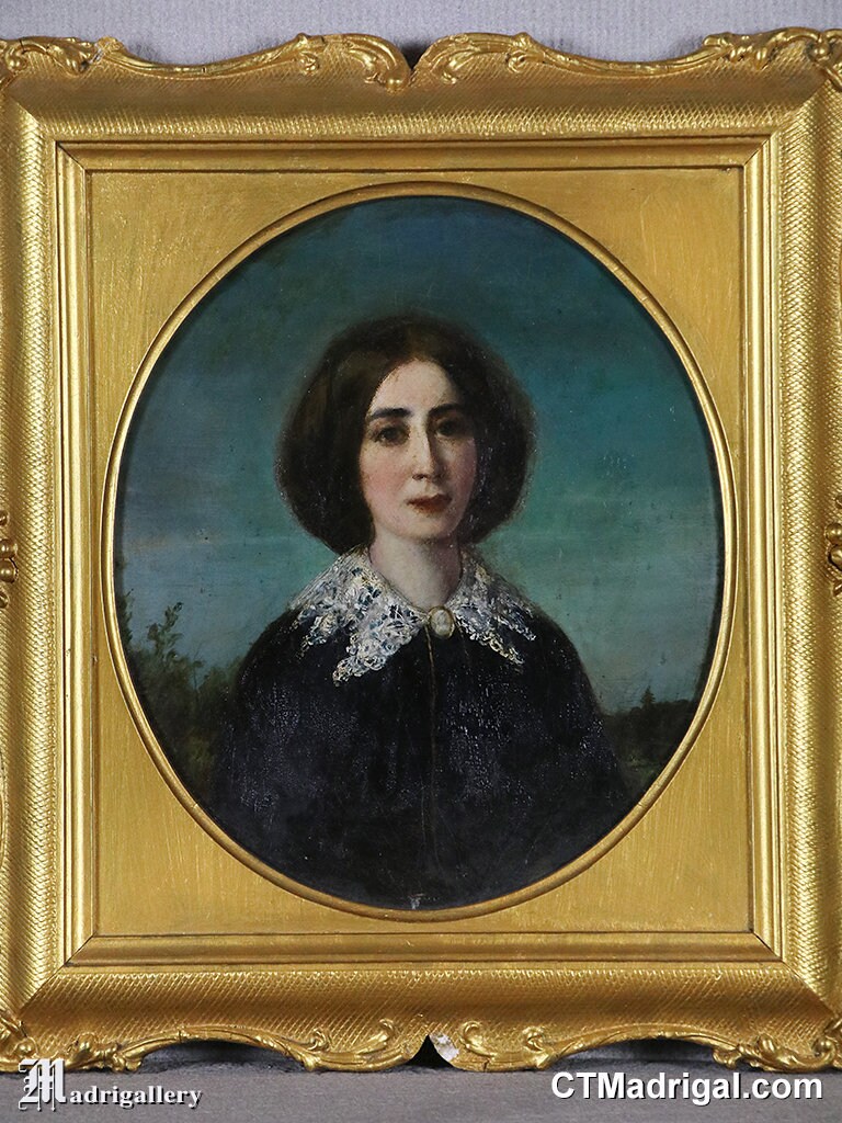 Antique Victorian Painting Oil Portrait on Canvas, 19th Century Young ...