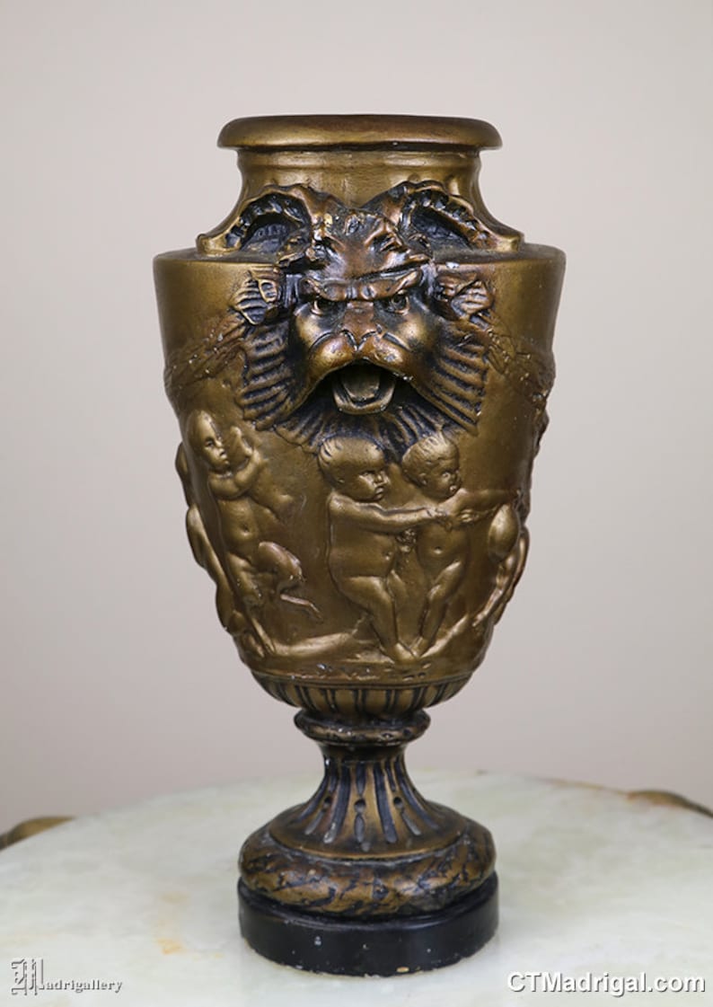 Devil Face Vase, Antique Grotesque Style Urn , Big Tall Centerpiece ...