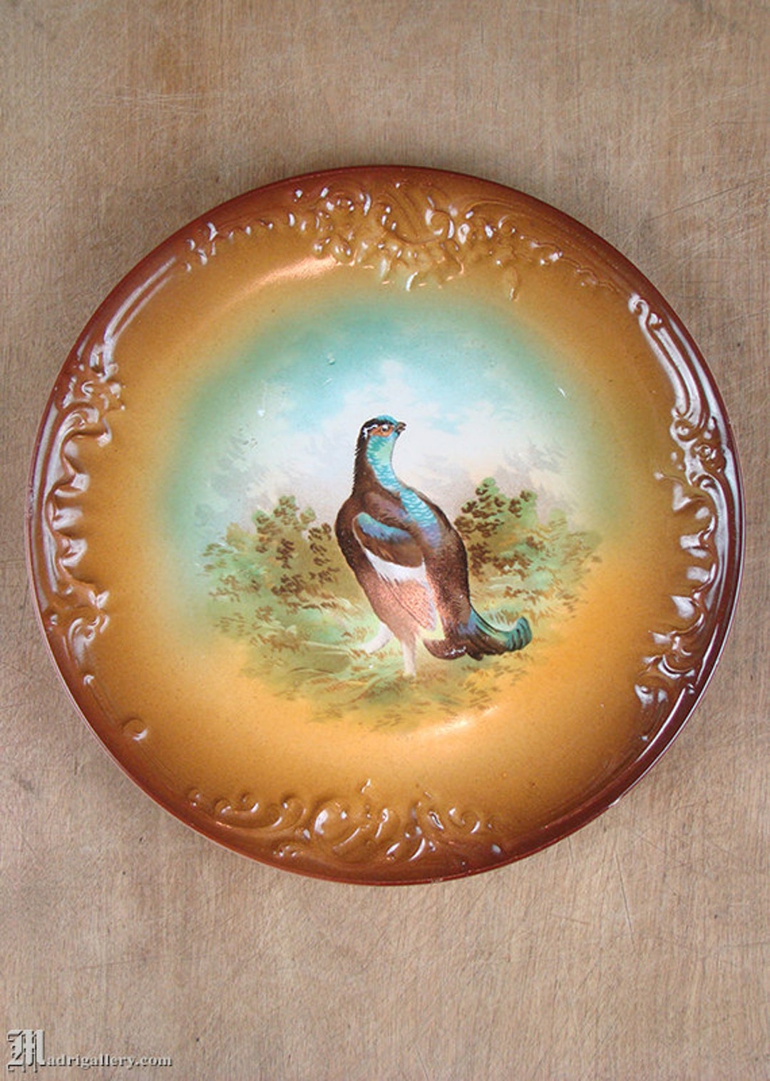 Antique Porcelain Bird Plate, Hand Painted Cabinet Plate, Gilt Gilded ...