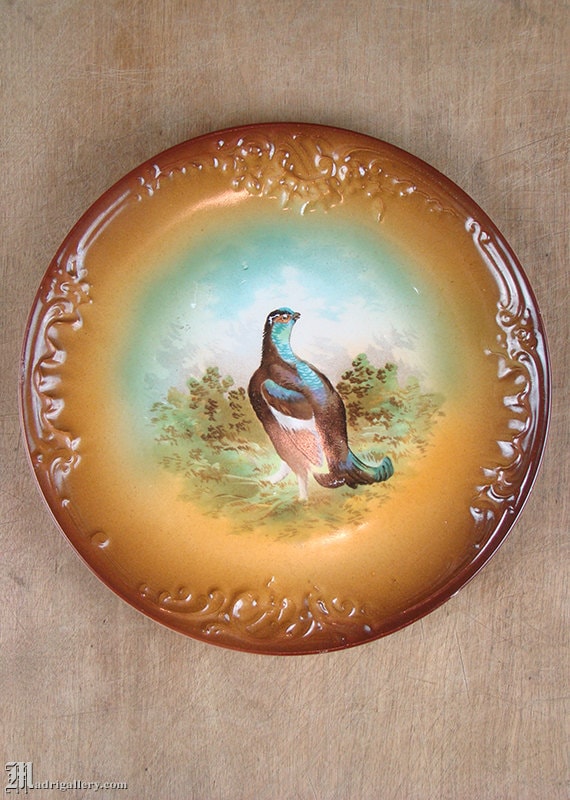 Antique Porcelain Bird Plate, Hand Painted Cabinet Plate, Gilt Gilded ...