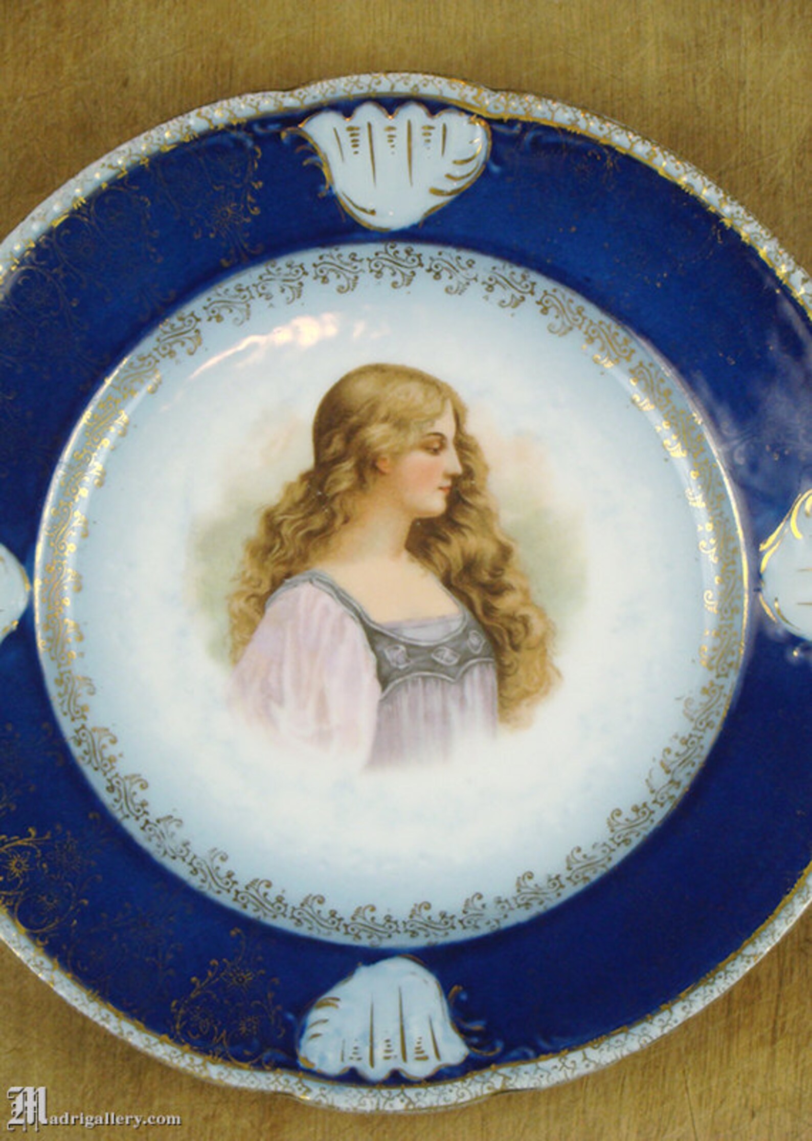 Antique Porcelain Portrait Cabinet Plate, Hand Painted and Gilded, Flow ...
