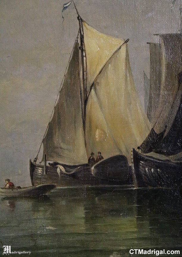 Joseph Bartholomew Kidd Antique Oil Painting Canvas Marine Ocean ...