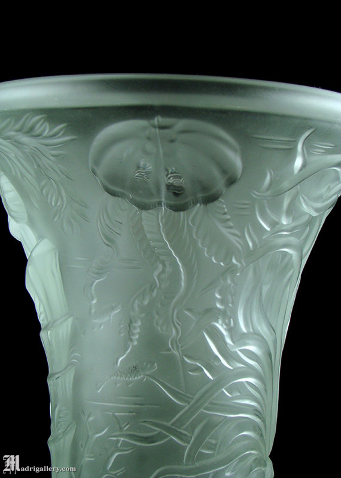 Antique 1930s, Big & Thick Glass Vase Teaming With Art Deco High-relief ...
