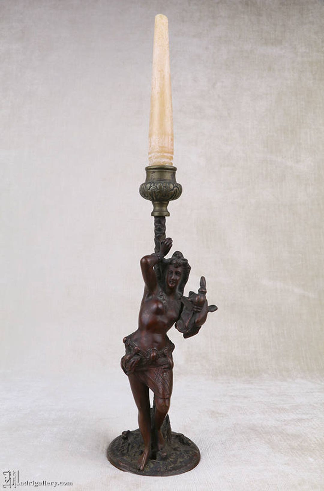 Antique Candlestick, Bronze Candle Holder, Woman Classical Figurine ...