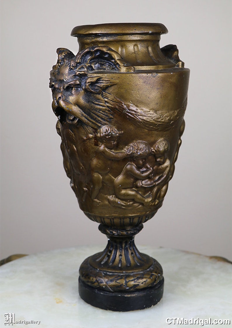Devil Face Vase, Antique Grotesque Style Urn , Big Tall Centerpiece ...
