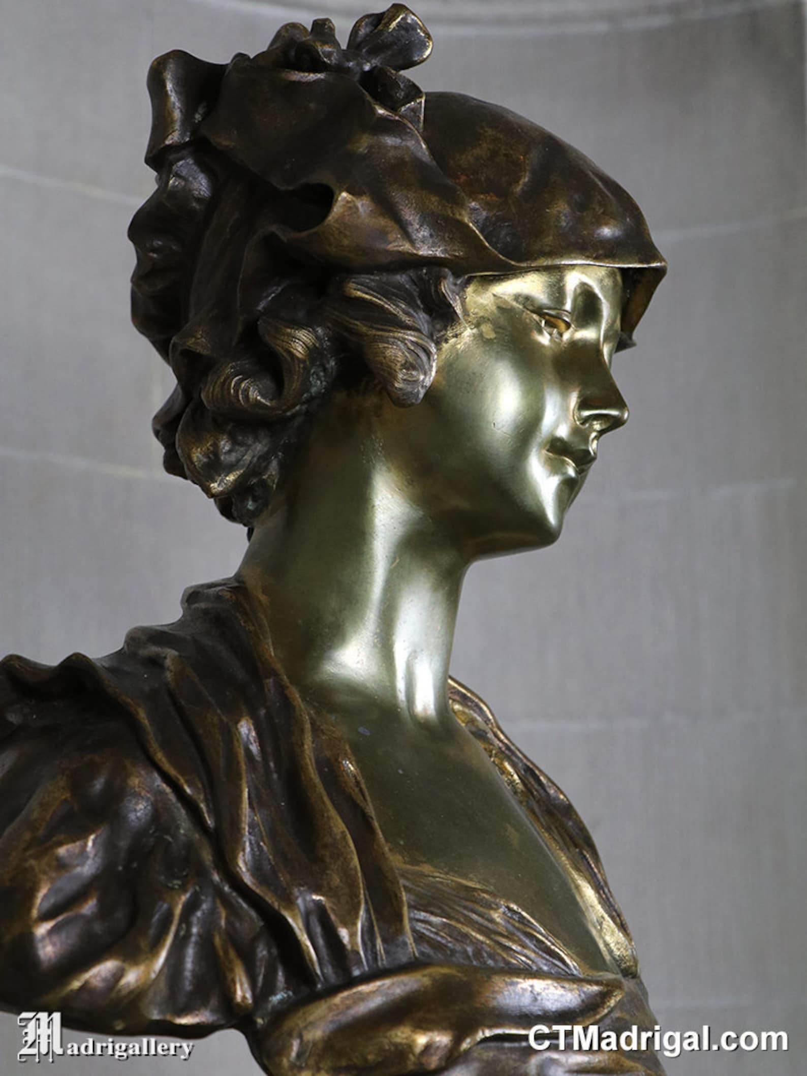 Big Antique Bronze Bust Gilt Gilded Woman Portrait Statue Sculpture ...