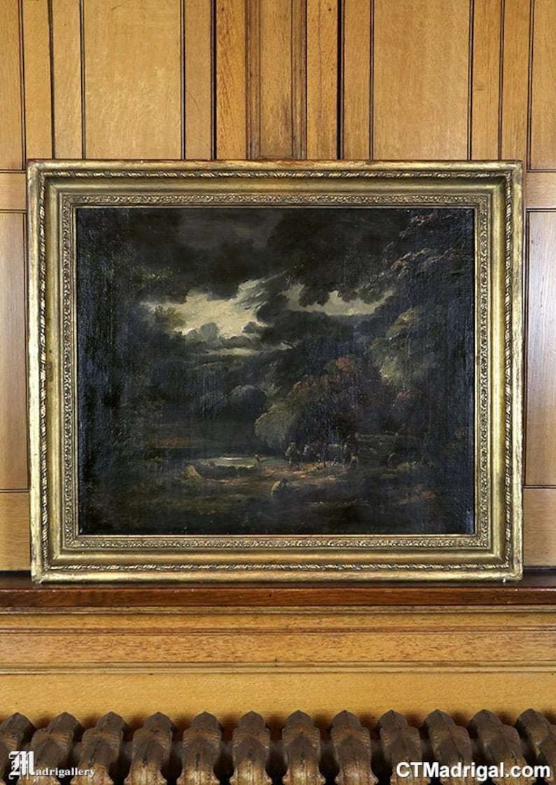 John Joseph Barker Antique Oil Painting Canvas Forrest Landscape 1800 ...