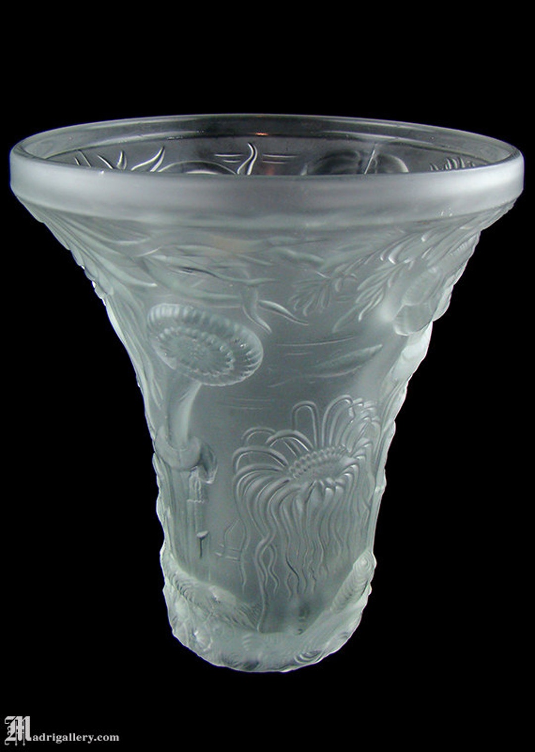 Antique 1930s, Big & Thick Glass Vase Teaming With Art Deco High-relief ...