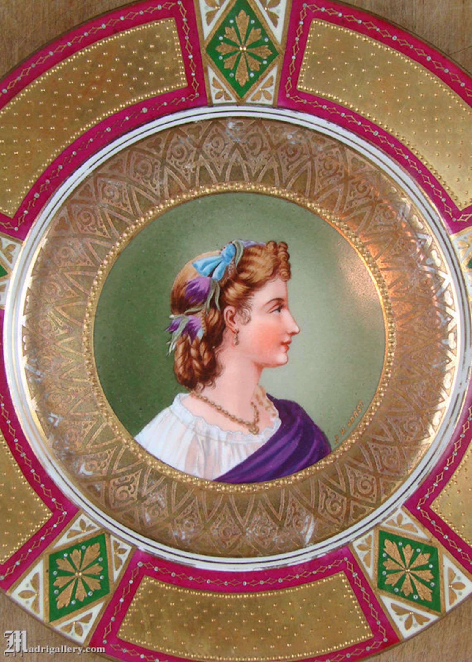 Antique, Hand-painted Signed Porcelain Portrait Cabinet Plate, Grecian ...