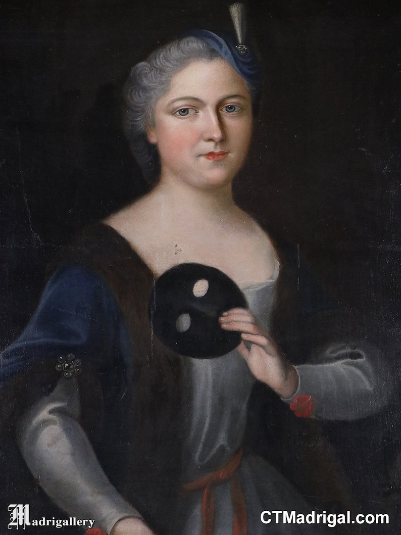 Large Antique Georgian Regency Oil Portrait Painting on Board Beautiful ...