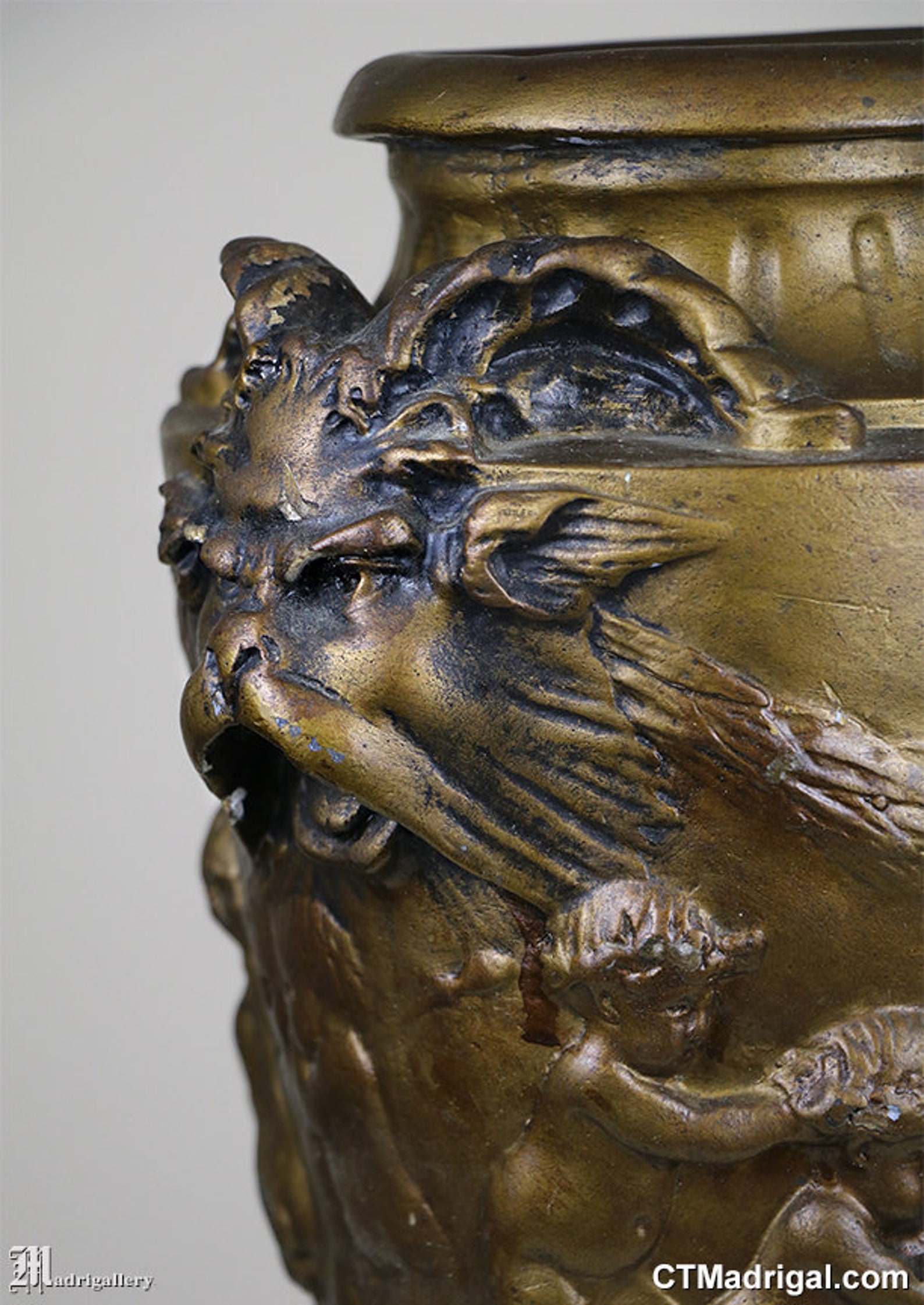 Devil Face Vase, Antique Grotesque Style Urn , Big Tall Centerpiece ...