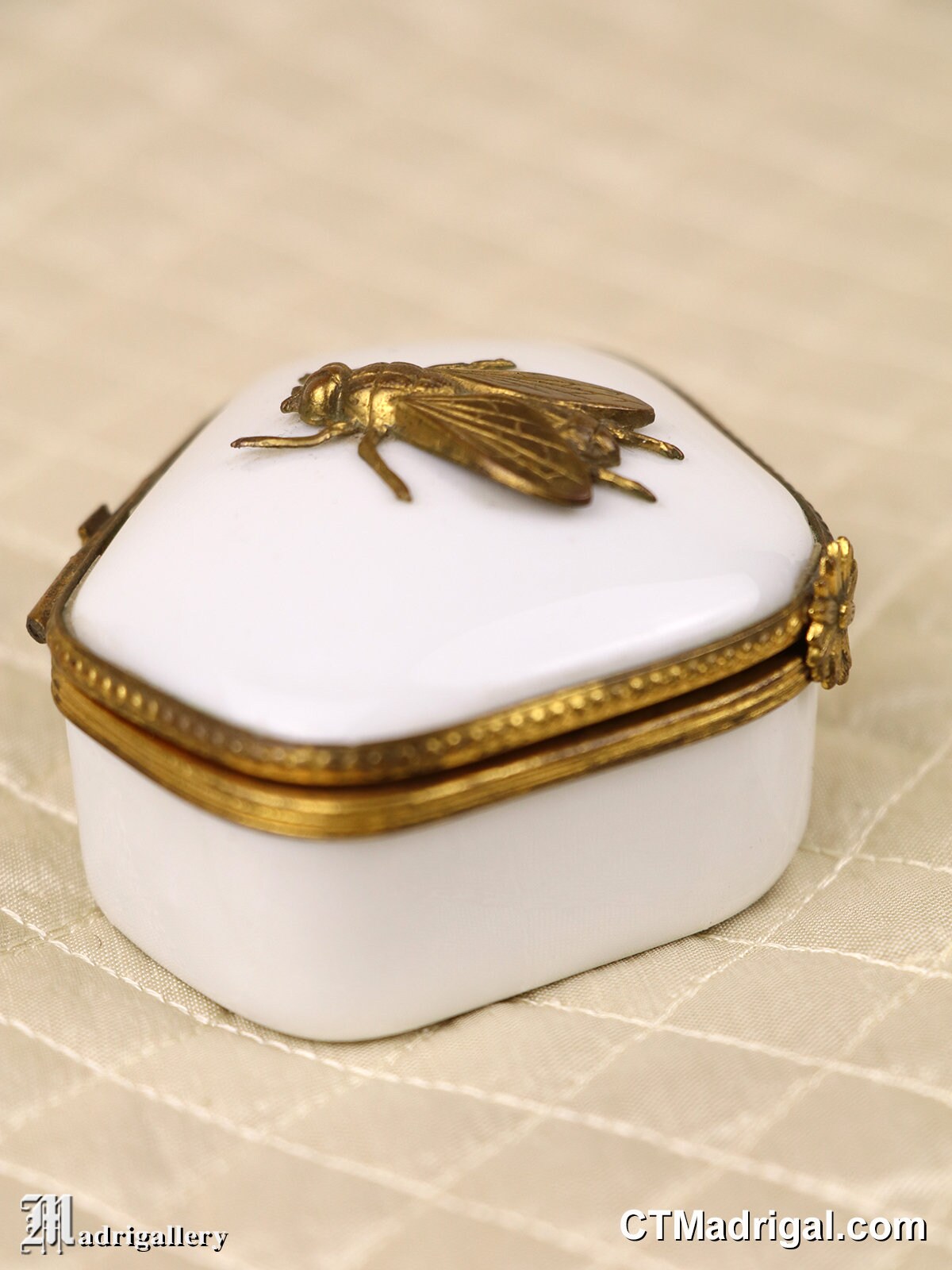 Limoges Porcelain Box, Fly Insect Jewelry Ring Casket French Porcelain ...