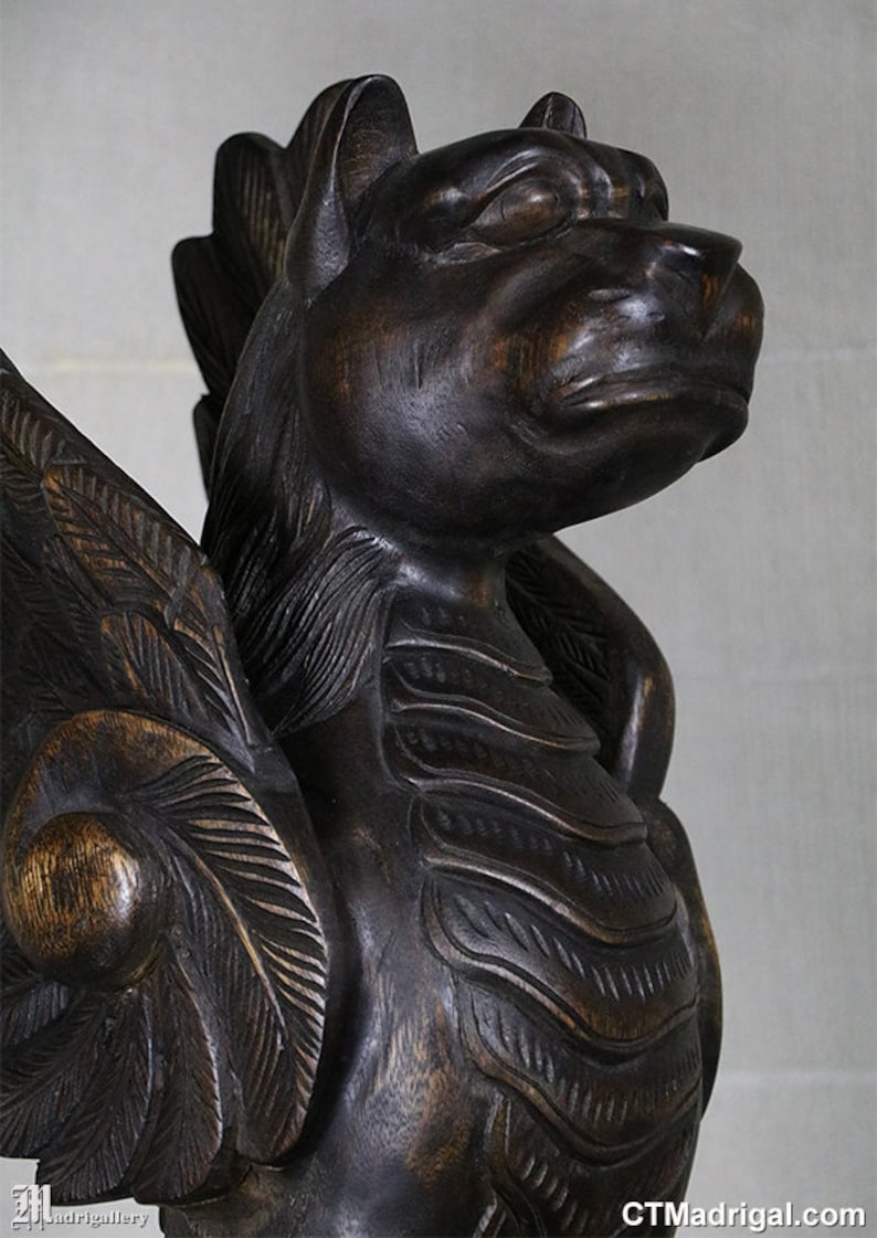 Antique carved wood griffin sculpture 18th 19th century not | Etsy