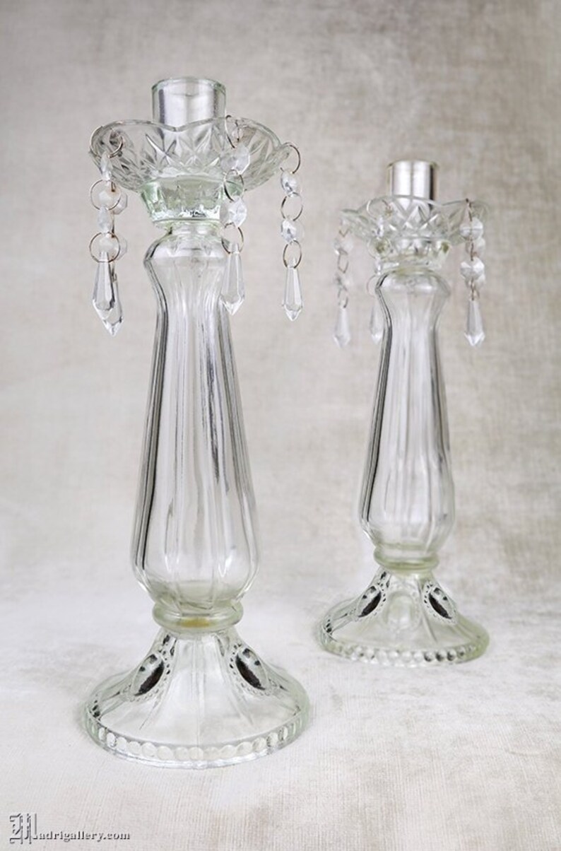 Two Antique Glass Candlesticks Pair 19th C. Candle Sticks - Etsy