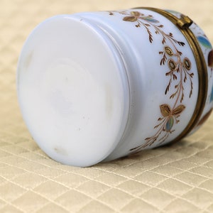 Antique French Opaling Glass Box, Hand Painted Enameled Dresser Jar ...