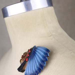 French Antique Carved Native American Figural Brooch, Artisan Made Pin ...