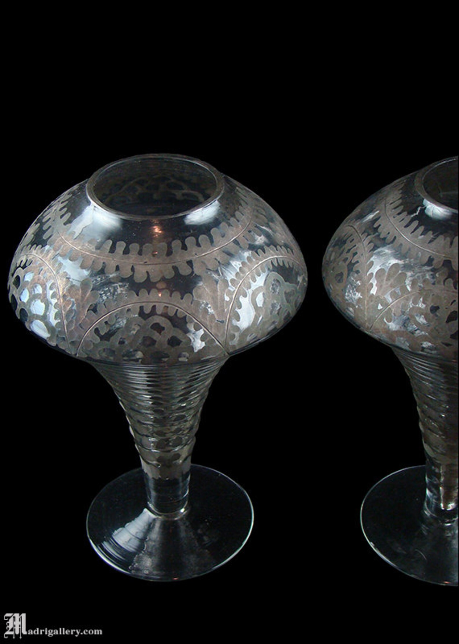 Antique art Deco Blown Glass Vases Pair, Striking Ribbed Stems and What ...