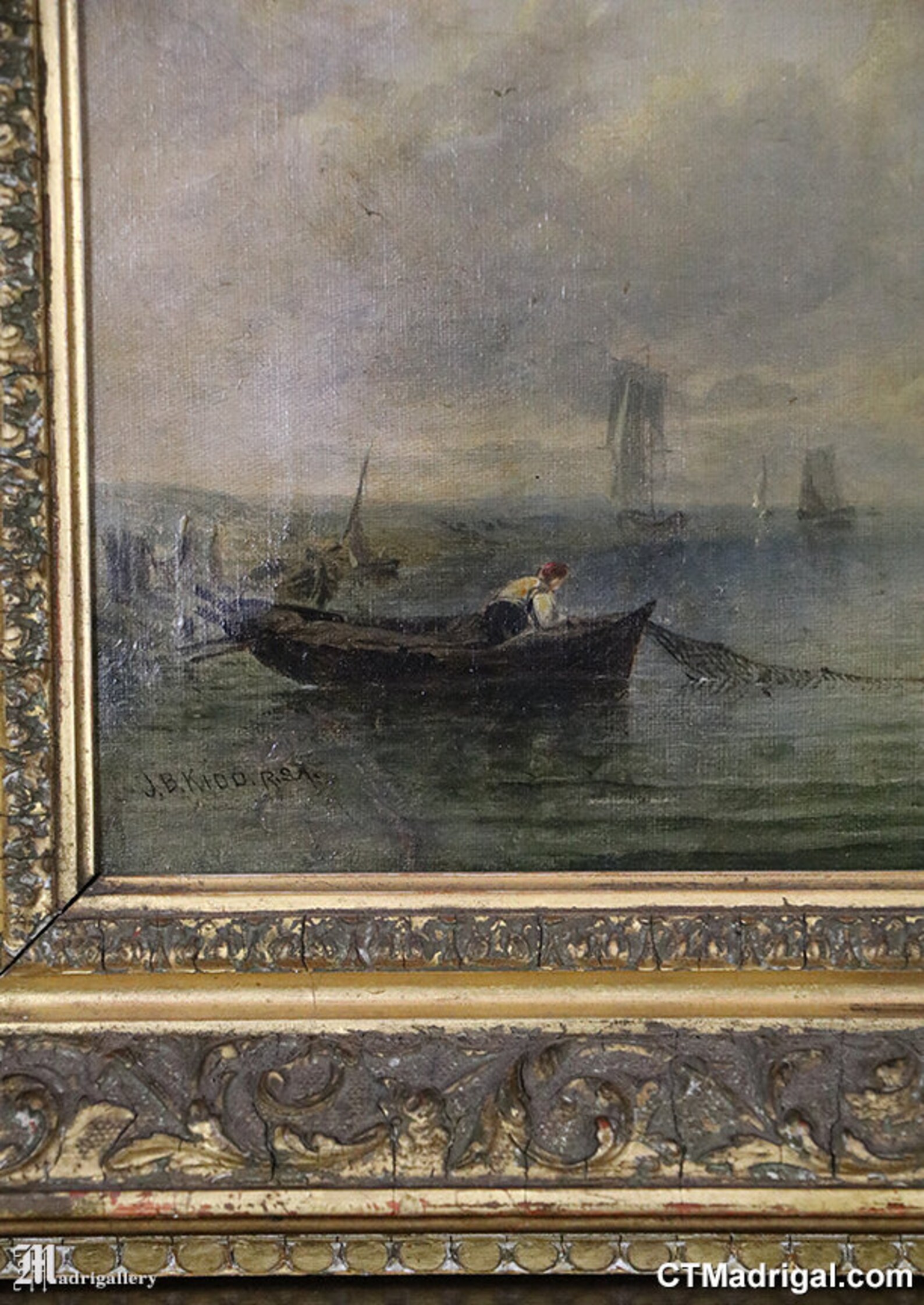 Joseph Bartholomew Kidd Antique Oil Painting Canvas Marine Ocean ...