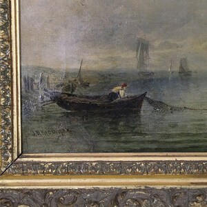 Joseph Bartholomew Kidd Antique Oil Painting Canvas Marine Ocean ...
